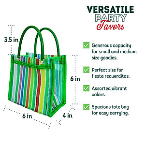 10 Mini Mercado Favor Bags - Mexican Mesh Market Tote Bag Pack - Fiesta Goodie Treat Bag - Mexican Party Candy Gift Bag - Bolsas Bolsitas Mexicanas Para Dulces -Dulceros Morrales Morralitos Mexicanos