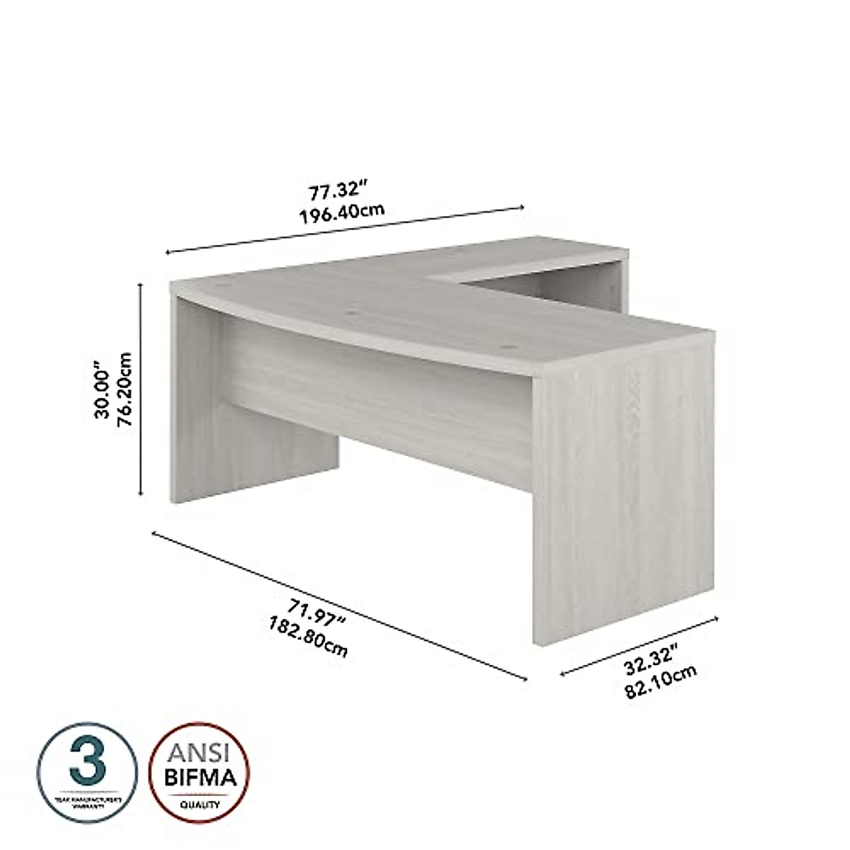Bush Business Furniture Echo Bow Front L Shaped Desk, 72W, Gray Sand