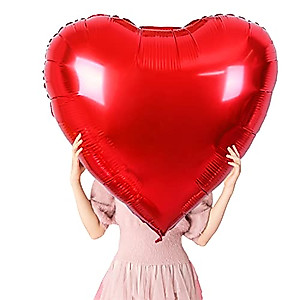 8 Pcs 36 Inch Huge Red Heart Balloons, Romantic Large Heart Foil Balloons Valentine's Day Balloons for Wedding Engagement Anniversary Party Favor Decorations (Red)