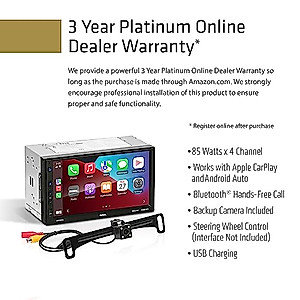 Sound Storm Laboratories DD7CPA-C Car Audio Stereo – Apple CarPlay Android Auto, Double Din 7 Inch Touchscreen, Bluetooth Audio and Hands-Free Calling, No CD DVD Player, Radio Receiver, Backup Camera