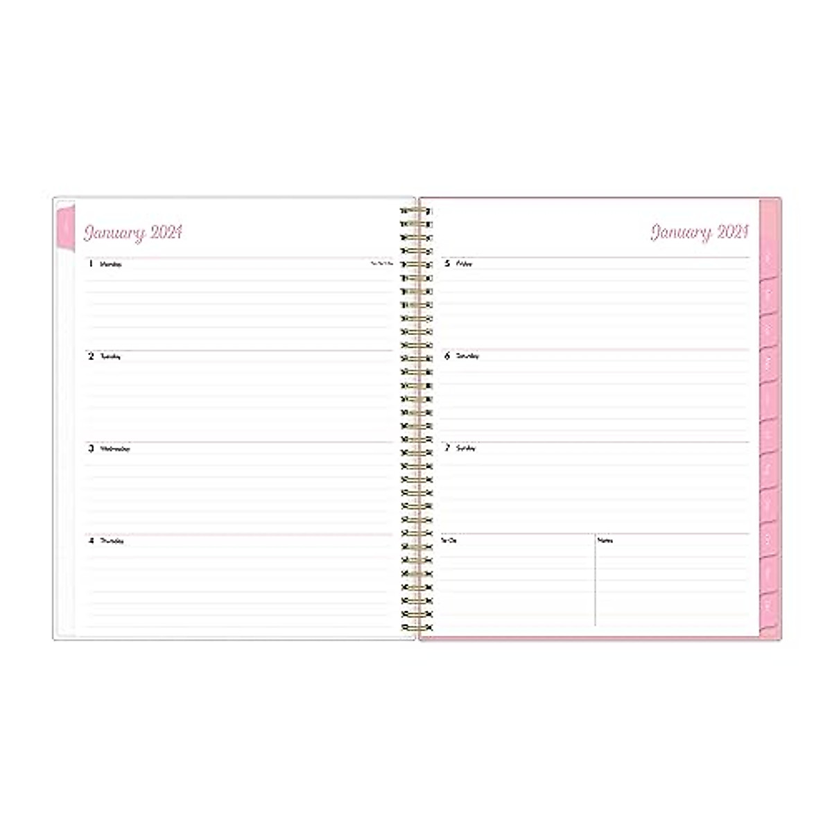 Blue Sky 2024 Weekly and Monthly Planner, January - December, 8.5" x 11", Frosted Cover, Wirebound, Mimi Pink (137264-24)