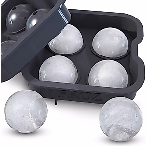 Housewares Solutions Froz Ice Ball Maker – Novelty Food-Grade Silicone Ice Mold Tray With 4 X 4.5cm Ball Capacity
