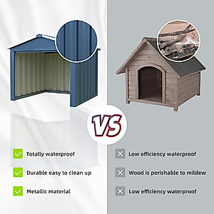 Aobabo Metal Outdoor Storage Shed, 3×3 FT Steel Utility Tool Shed Storage House Without Door, Metal Sheds Outdoor Storage for Backyard Garden Patio Lawn (H2'xW3'x D3') Blue&White