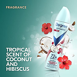 Degree Advanced Antiperspirant Deodorant Dry Spray Coconut & Hibiscus 3 count 72-Hour Sweat and Odor Protection Deodorant Spray With MotionSense Technology 3.8 oz