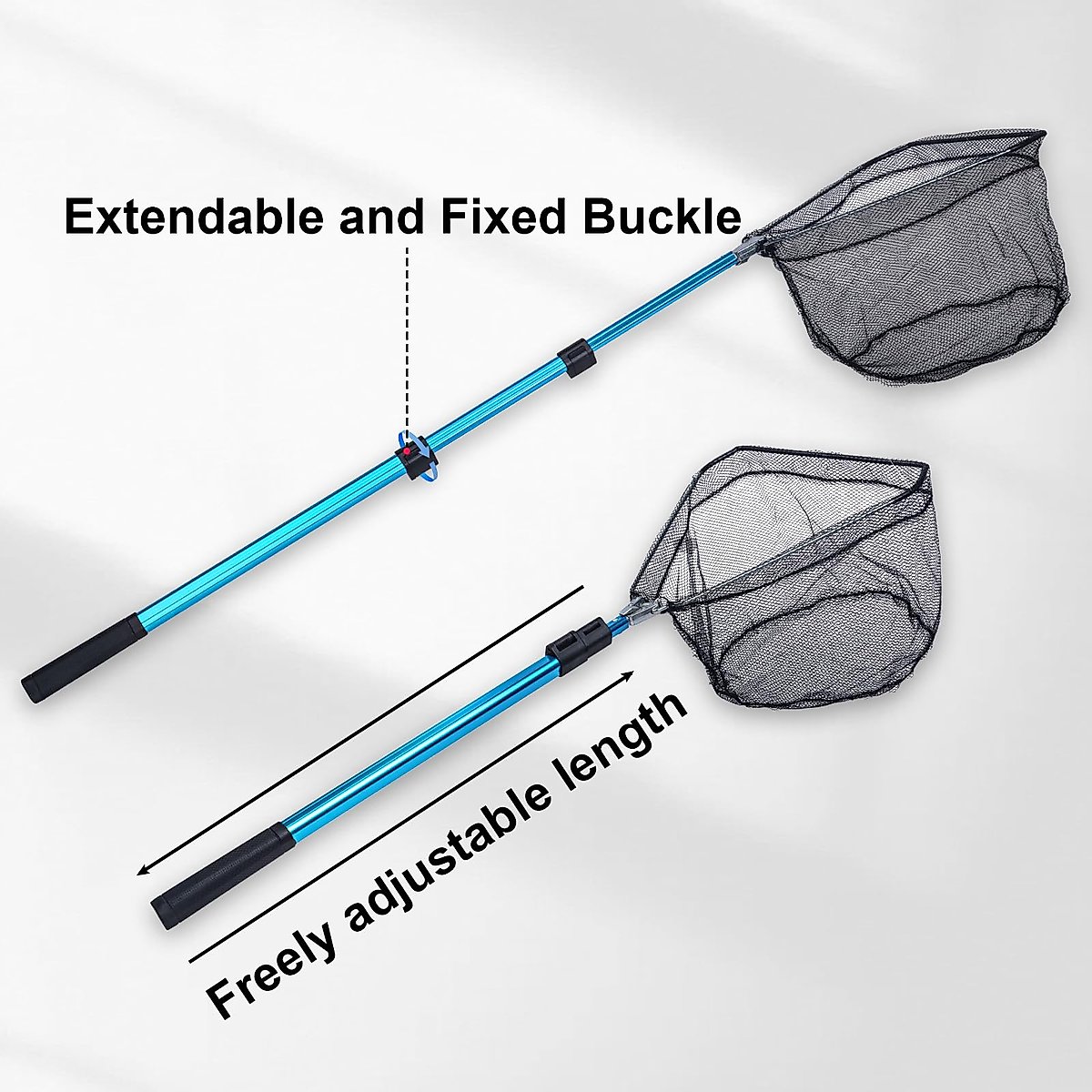 Goture Fishing Folding Landing Net Fishing Nets for Fish with Long Aluminum Handle, Telescoping Pole Handle for Saltwater & Freshwater, Easy Catch & Release, Extending to 70.8/82.7