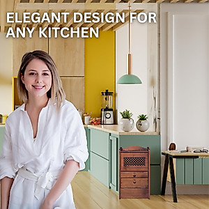 POGABOX Potato Onion & Garlic Storage Box - Vegetable Wooden Bin for Home and Kitchen, Classic Vegetables Organizer Garlic Keeper with Flip Top