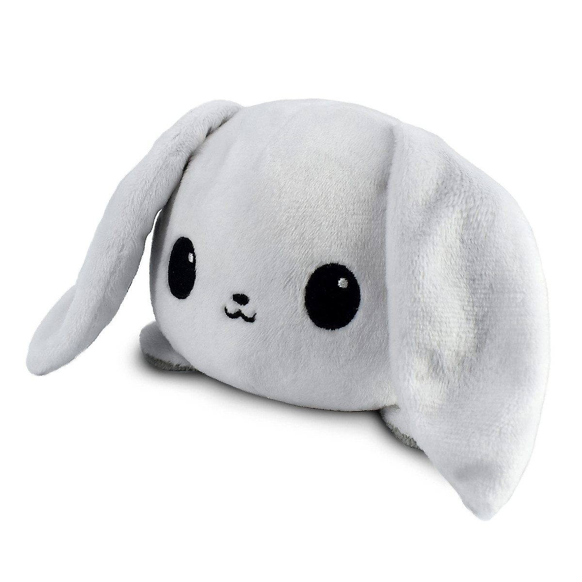 TeeTurtle - The Original Reversible Bunny Plushie - White + Gray - Cute Sensory Fidget Stuffed Animals That Show Your Mood