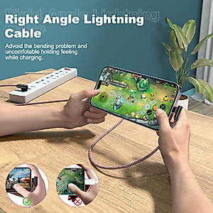 3 Pack iPhone Charger 6FT [Apple MFi Certified] Right Angle Lightning Cable Fast Charging Cord, Car Cable for iPhone 14 13 12 11 Pro/Pro Max/Mini/XS/XR/8 7 Plus, iPad, CarPlay