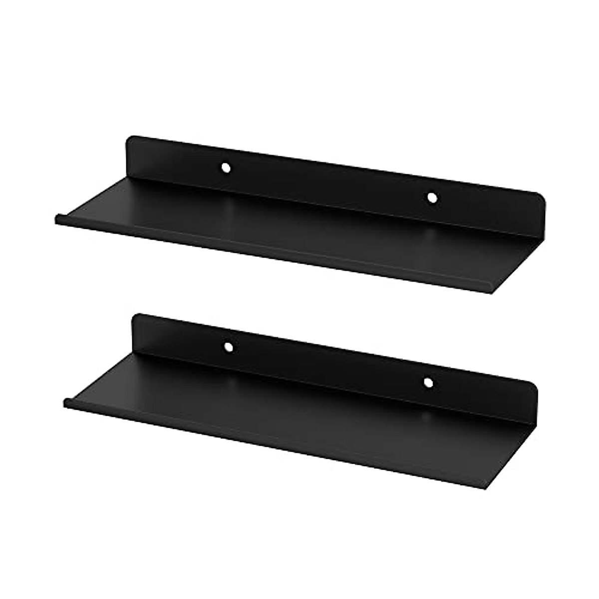 SlimmKISS Metal Floating Shelves Wall Mounted Shelf Organizer Modern Black Metal Stainless Steel Floating Shelf, Wall Mounted Hanging Display Organizer Rack,2 Pack