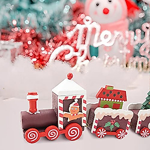 MVNISE Christmas Wooden Train Ornament, Mini Painted Train Decoration Kids Gift Toys, Xmas Table Top Adornment for Christmas Party Kindergarten…