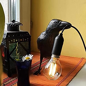 HGomx Raven Desk Lamp, Raven Lamp, Bird Lamp, Resin LED Bird Lamp for Bedroom/Office/Living Room/Farmhouse Art Deco with Plug