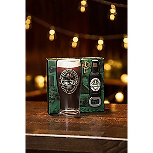 Guinness Shamrock Gift Company Ireland Label Pint Glass and PVC Opener Set