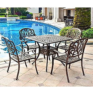 OKIDA 2 Piece Patio Bistro Chairs Outdoor Dining Chairs Set Cast Aluminum Chairs for Home Patio Garden Deck, Antique Bronze Finish