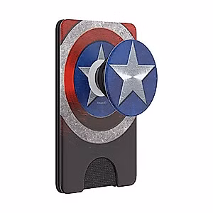 PopSockets Phone Wallet with Expanding Grip, Phone Card Holder, Wireless Charging Compatible, Marvel - Captain America