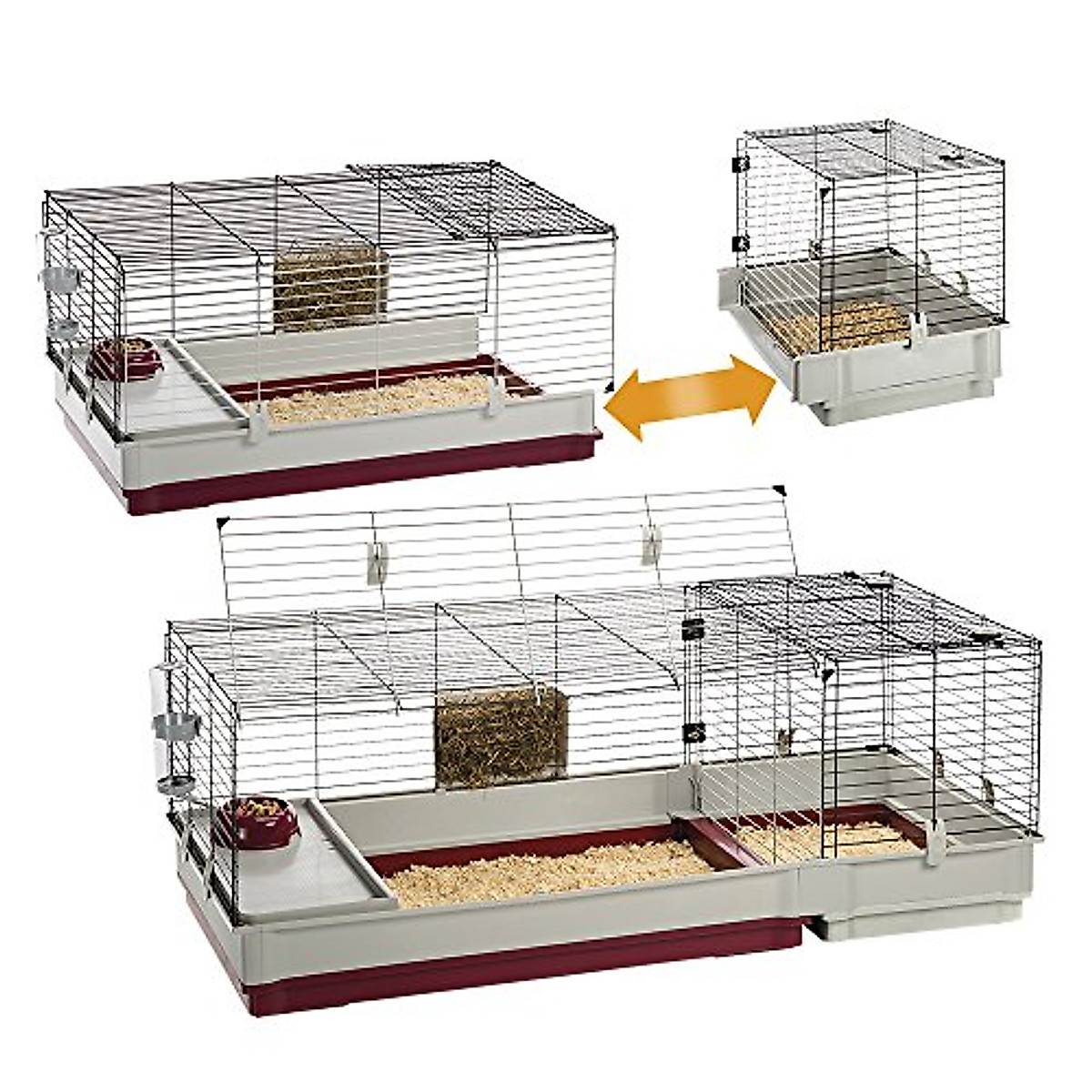 Ferplast Krolik XXL Rabbit Cage with Wire Extension, Rabbit Cage Includes All Accessories & Measures 63.8 L x 23.62 W x 19.68 H Inches, 1-Year Warranty, 63.78 x 23.62 19.62 x 19.68", Multicolor