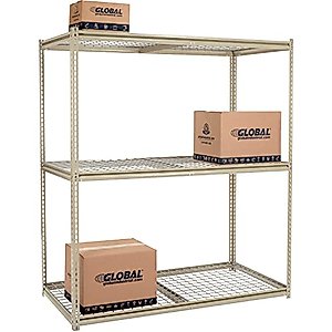 Global Industrial High Capacity Starter Rack 72x24x963 Levels Wire Deck 1000lb Per Shelf Tan