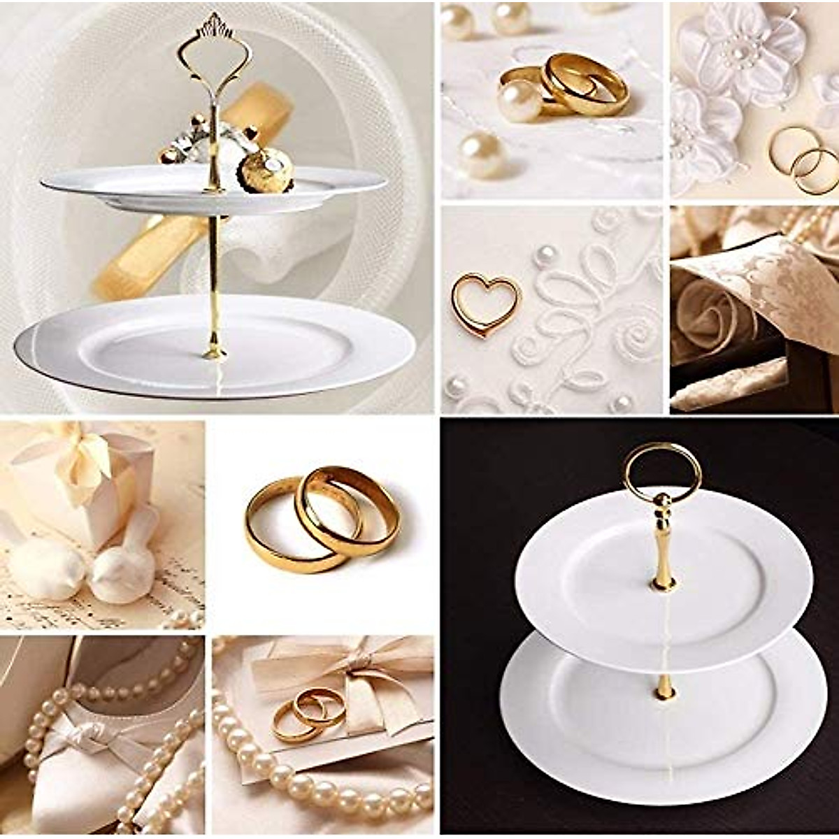 1Set 3 Tier Heavy Duty Metal Cake Stand Handle Fruit Dessert Cupcake Plate Stand Centre Handle Fitttings Round Hardware Rod Holder with Stylus(Silver)