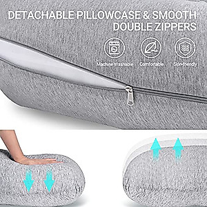 Momcozy Pregnancy Pillows for Side Sleeping, J Shaped Maternity Body Pillow for Pregnancy, Soft Pregnancy Pillow with Jersey Cover for Head Neck Belly Support, Grey