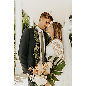 DAZI Men's Skinny Tie, Cotton Wool Linen Necktie, Great for Weddings, Groom, Groomsmen, Missions, Dances, Gifts. (Sage)