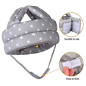 TORASO Baby Safety Helmet, Baby Infant Head Protector for Crawling, Head Cushion Bumper Bonnet, Soft Headguard for Toddler Learning to Walk, Gray Star (1)