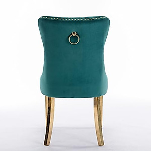 Wycian Sectional Sofa Chair, Green Chair Vanity 2PCS Green Seat Height 20" Velvet Foam 24.6" L 19.7" W 37.5" H Living Room Bedroom Dining Rooms