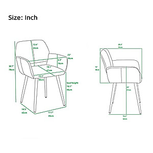 Henf Fabric Dining Chairs, Mid-Century Side Chairs with Solid Painting Steel Leg for Dining Room, Makeup Desk Chair Soft Chair for Bedroom, Upholstered Vanity Chair for Women Girls (Fabric, Blue)