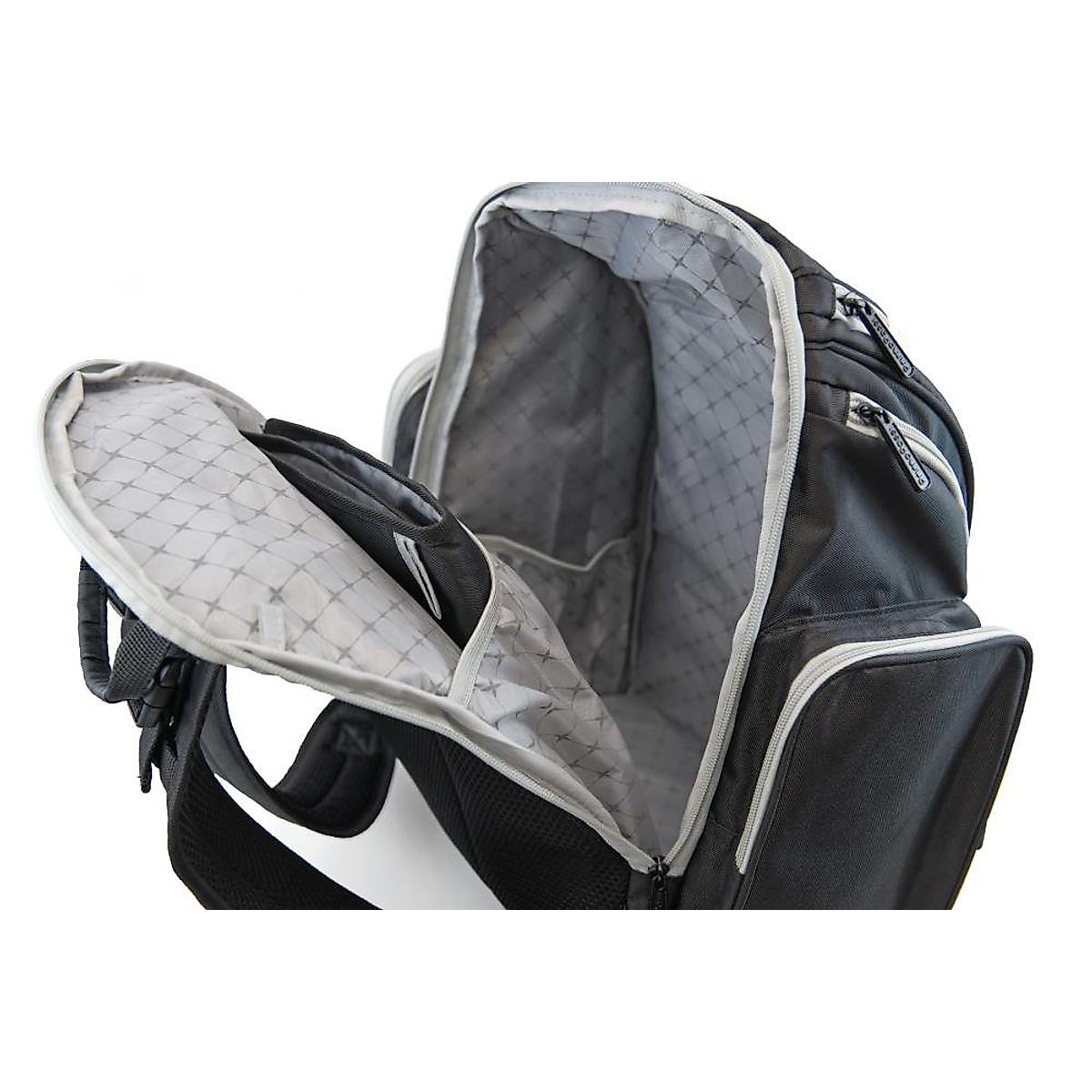 Primo Passi Baby Diaper Bag Backpack with Insulated Pockets, Wipes Case, Changing Pad, and Stroller Straps (Grey)