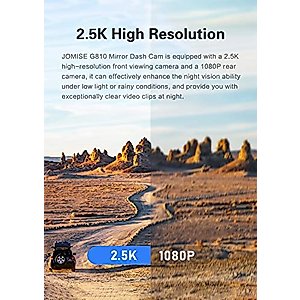 JOMISE 2.5K Mirror Dash Cam for Cars, G810 11" Touch Screen Front and Rear Dual Lens Dash Camera, Enhanced Night Vision with Starvis Sensor, GPS, G-Sensor, Parking Assistance, Loop Recording