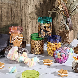 Sliner 60 Pcs 8 oz Plastic Jars with Lids Clear Round Leakproof Storage Containers Empty Refillable Plastic Mason Jars for Travel Storage Face Creams Kitchen Household Food Spice (Colorful)