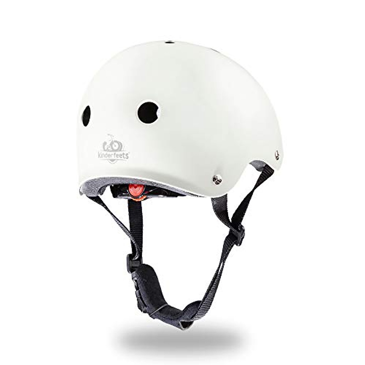 Kinderfeets Helmet - Adjustable Fit Dial Helmet for Toddlers and Kids | Customizable Fit Pads and Pinch-Saver Padded Chin Strap | PVC Shell for Optimal Head Protection (White)