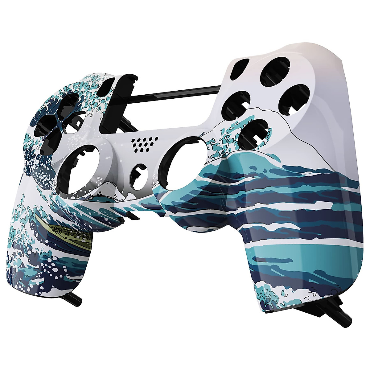 eXtremeRate The Great Wave Replacement Front Housing Shell Cover Compatible with ps4 Slim Pro Controller CUH-ZCT2 JDM-040/050/055 - Controller NOT Included