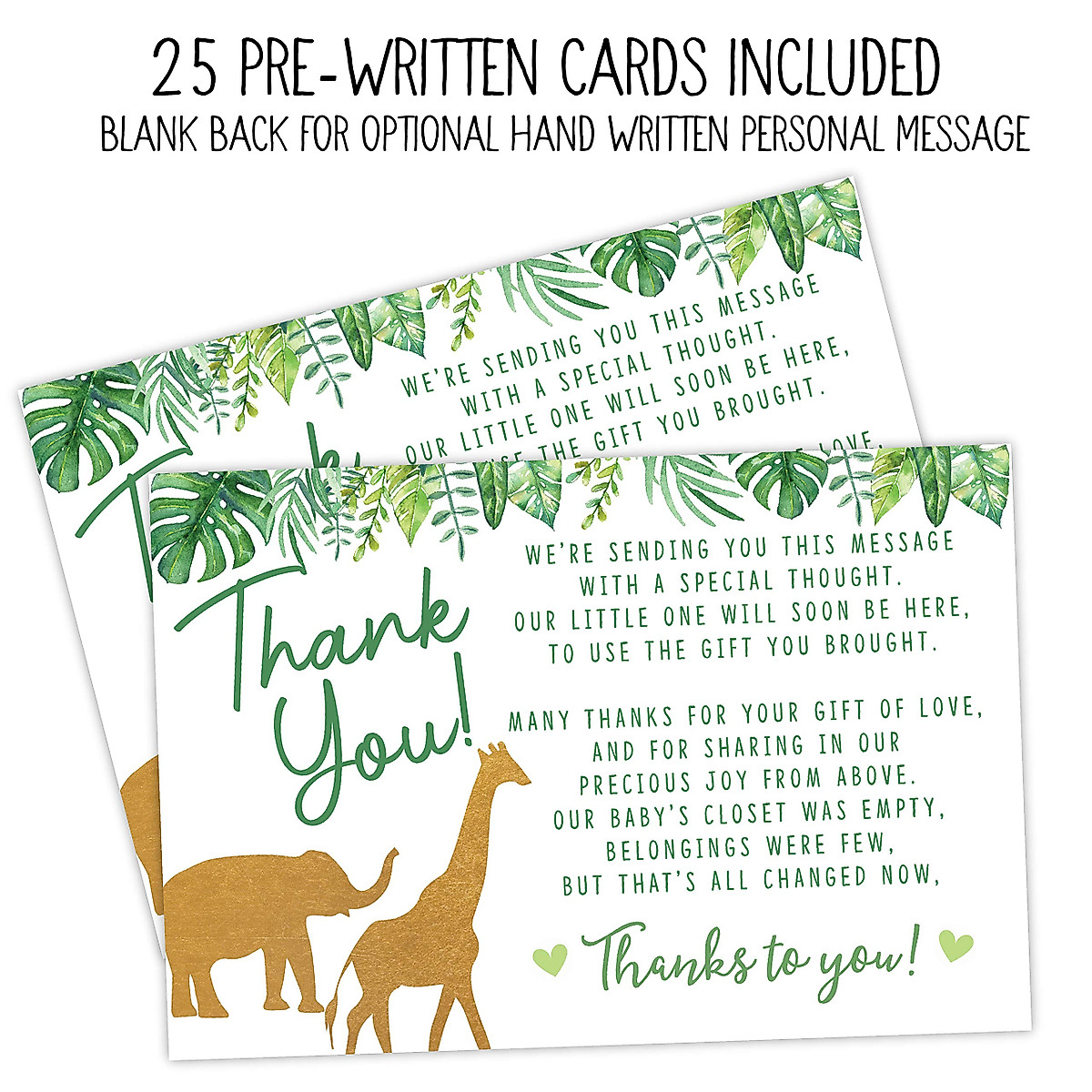 50 Jungle Baby Shower Thank You Cards, Boy Baby, Mama Baby Shower Favor and Games, 50 Thank You Cards and Envelopes