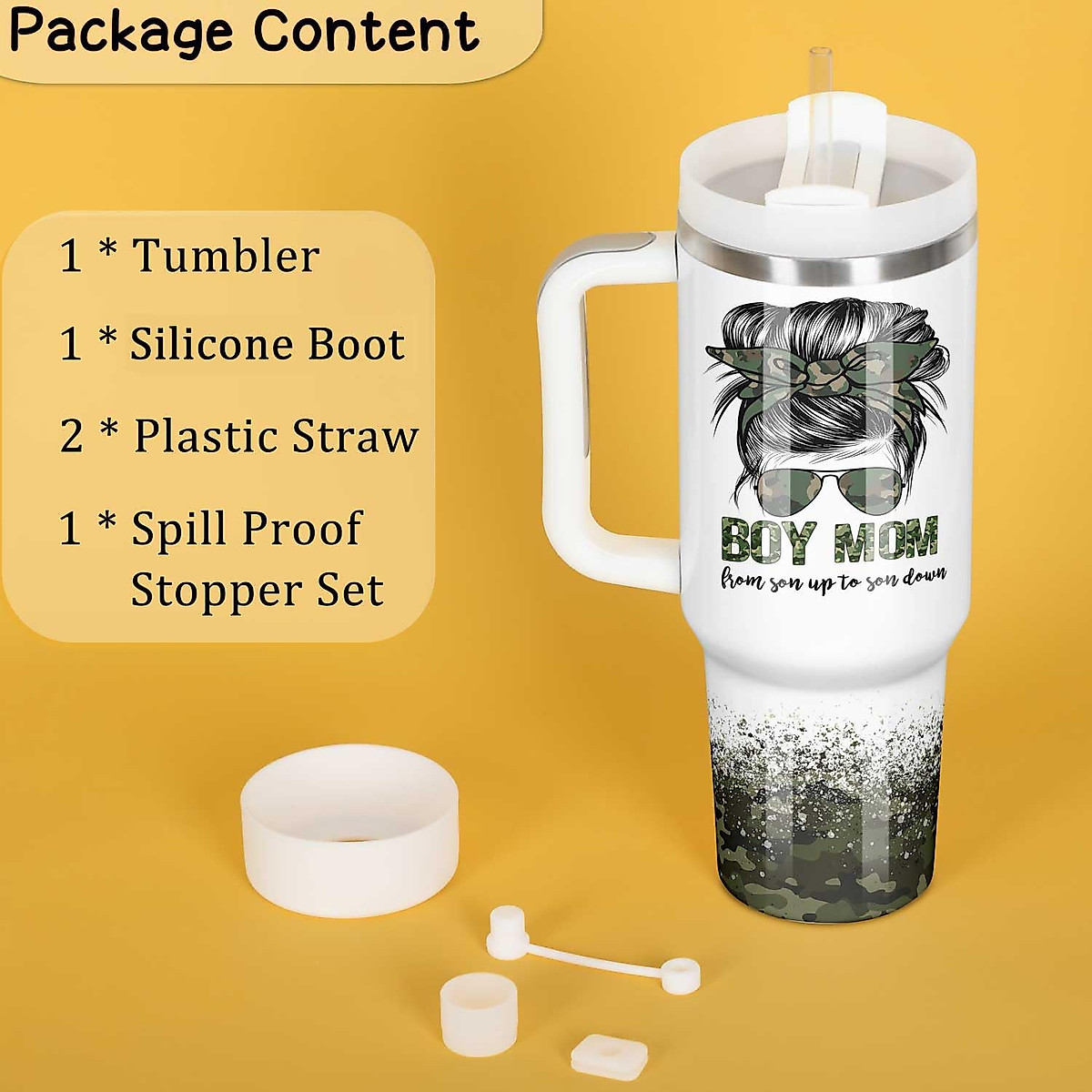 Boy Mom Gift Tumbler, Mother's Day Gift for Boy Mom Boy Mama, Gift for Mom From Son, Boy Mom Nutrition Fact 40 Oz Tumbler with Handle