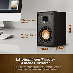 Starfavor Passive Bookshelf Speakers,2 Way Home Stereo Speakers,Passive Speakers Pair for Desktop Stereo or Home Theater Surround Sound,Boost Bass,4-inch woofer and 1.5" Aluminum Tweeter