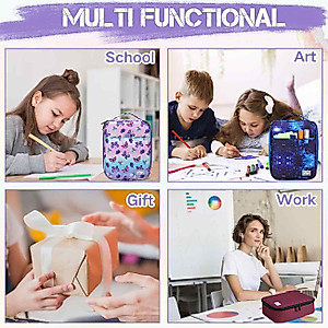 Kasqo Large Pencil Case, Marker Pencils Pouch Bag Holder Polyester Stationery Storage Multiple Compartment Top Handle for Middle High School Office College Student Girl Women Adult Teens, Butterfly