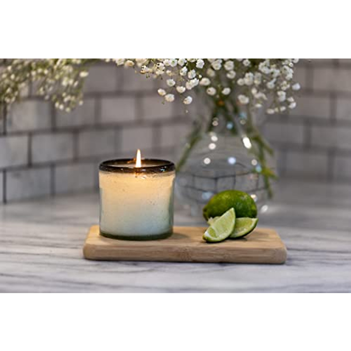 Paddywax La Playa Artisan Hand-Poured Scented Candle, 9-Ounce, Black Rim - Vanilla Rosa