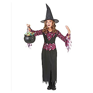 Cauldron Halloween Decor, Black Plastic Witches Cauldron Kettle Medium Size 8” x1, Small Size 2 ½ ” x7，Party Supplies