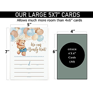 All Ewired Up Baby Shower Invitation Set - 25 Large Size Cards with Envelopes, Diaper Raffle Tickets, Book Request Cards, We Can Bearly Wait Design, Uncoated Card Stock, 5x7 Inches