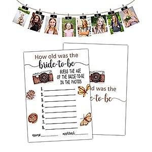 Bridal Shower Games - How Old Was The Bride-To-Be Card Game - Wedding Shower Games - Bachelorette/Engagement Party Supplies Decorations(02)