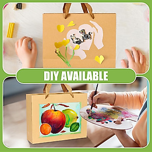 YNERHAI 20 Pack Gift Bags with Tissue Paper, Medium Kraft Paper Bag with Ribbon Handles, 10.6” x3.1” x8.3” Brown Gift Bags for Wedding, Birthday, Party Supplies and Gifts (Medium, Brown)