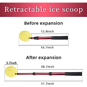 DECOHS Adjustable Ice Fishing Skimmer Scoop-Winter Ice Fishing Scooper with Long Handle-Ice Fishing Gear for Scooping out Ice While Fishing