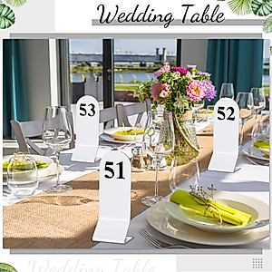 Geetery 100 Pcs Acrylic Table Numbers 1-100 Double Sided Table Number Cards Wedding Table Number Stands Restaurant Table Tent Table Number Signs for Party Banquets Supplies, 2.36 x 6.3 Inch (White)