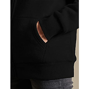 Yeokou Women's Casual Winter Warm Sherpa Lined Zip Up Hooded Sweatshirt Jacket Coat (X-Large, Black001)