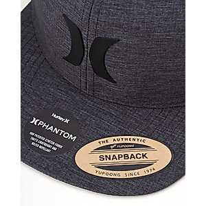 Hurley Men’s Hat – Lightweight Phantom Core Snap-Back Baseball Cap, One Size, Black