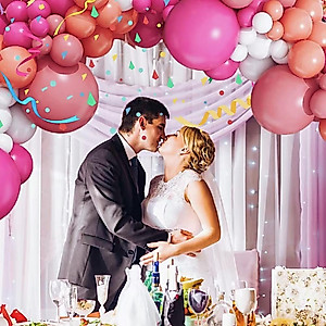 Pink Balloons Garland Arch Kit, 136PCS Pink Peach Balloon Birthday Party Decorations for Baby Shower Princess Theme Wedding Party Supplies