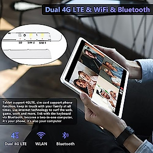 2023 Newest 10 Inch Tablet,2 in 1 Tablet with Keyboard Mouse, Android Tablet 4G Cellular with 2 SIM 1 SD-64GB ROM SD Max 512GB,Octa-Core,1080 FHD,13MP,GMS-Zertifizierung,GPS/ WIFI/ Bluetooth(Silvery)