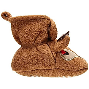 Hudson Baby unisex child Baby Cozy Fleece Booties With Non Skid Bottom, Girl Reindeer Casual Sock, Girl Reindeer, 18-24 Months Toddler US