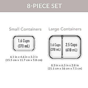 Bentgo® Glass Leak-Proof Meal Prep Set - 8-Piece Lunch & Snack 1 & 2-Compartment Glass Food Containers with Glass Lids - Reusable, BPA-Free, Microwave, Freezer, Oven & Dishwasher Safe (White Stone)