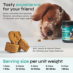 Сalming Сhews for Dogs Anxiety Relief - Anxiety Relief for Dogs - Hemp Calming Chews for Dogs - Dog Calming Treats for Storms, Separation, Fireworks, Vet Visits, Travel, Grooming - Dog Anxiety Chews