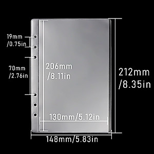 A5 Binder Pockets Zipless 24pcs Binder Inserts Budget Envelopes Frost PVC Binder Sleeves Sheet Protectors for 6-Ring A5 Binder Accessories Photos Cards Bills Organizer (A5, 24pcs)